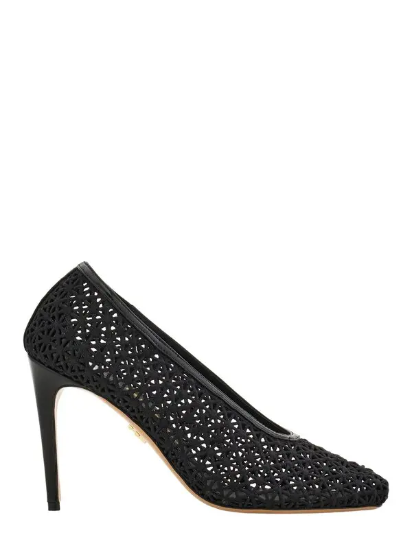 FERRAGAMO Macramé Stiletto Pumps - Black