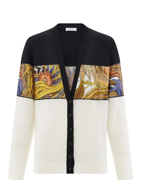FERRAGAMO V-neck Cardigan With Rooster Print - Multicolor