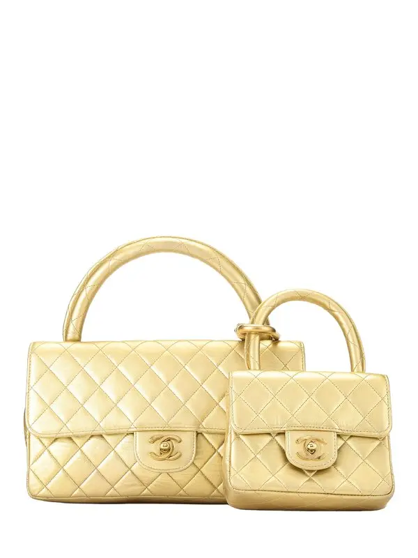Chanel Quilted Lambskin Double Bag - Gold