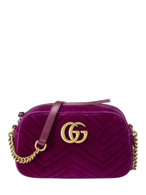 Gucci Velvet Gg Marmont Crossbody Bag - Purple