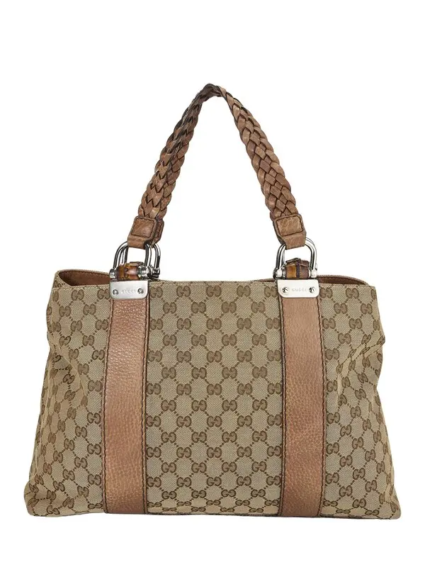 Gucci Original Gg Bamboo Bar Tote - Brown