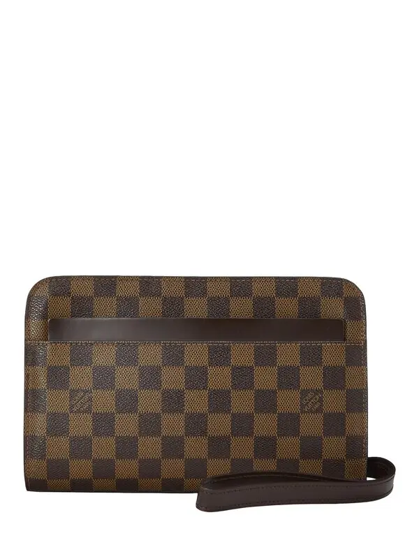 LOUIS VUITTON Damier Ebene Saint Louis Wristlet - Brown