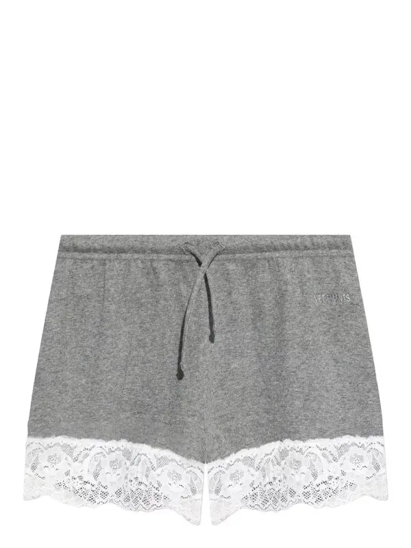 Vetements Lace-trim Mini Shorts - Grey