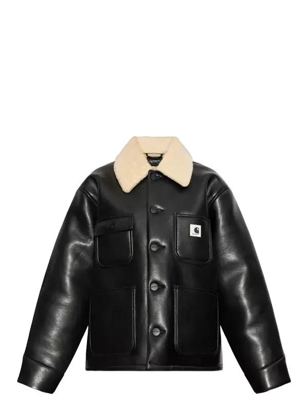 Carhartt Work In Progress Shepton Og Michigan Coat With Shearling-collar - Black