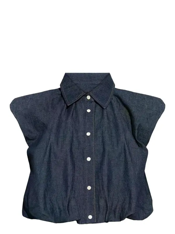 FRAME Collared Sleeveless Shirt - Blue