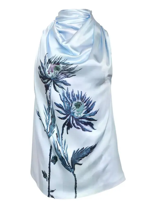 Altuzarra Sleary Floral Cowl-neck Blouse - Blue