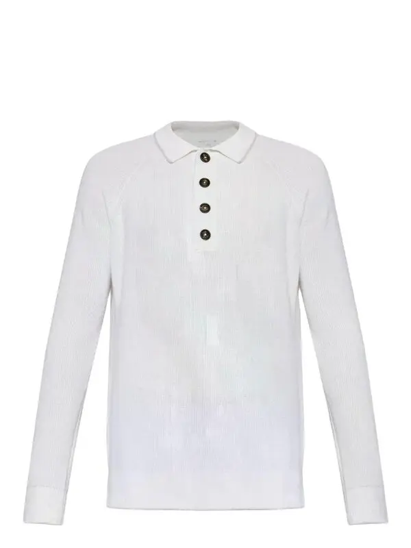 Eleventy Long-sleeve Polo Shirt - White