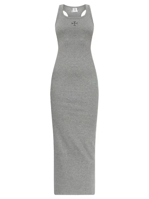 Vetements Logo-detail Sleeveless Dress - Grey