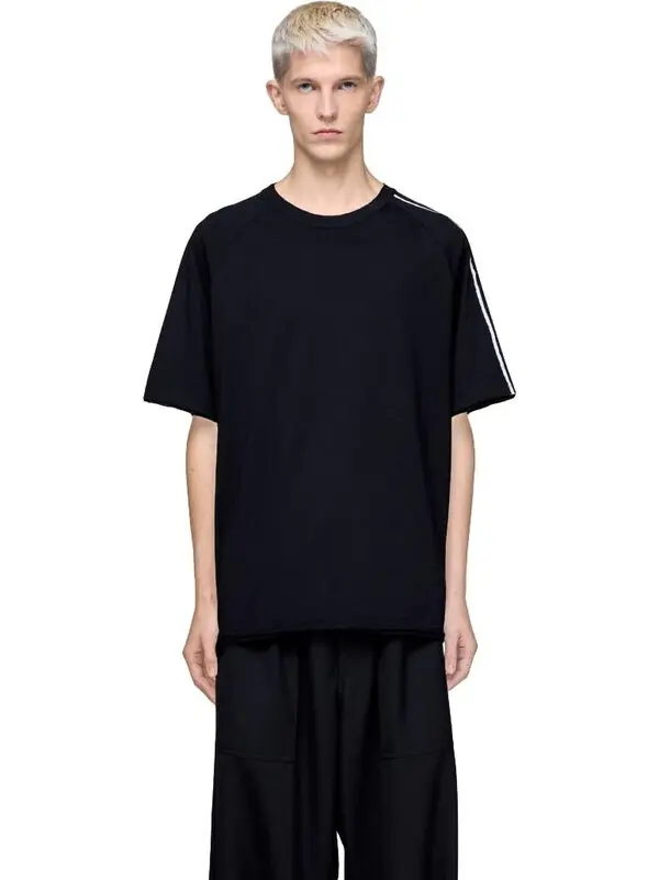 Adidas Y-3 Raw Edge 3-stripes Short Sleeve Tee - Black