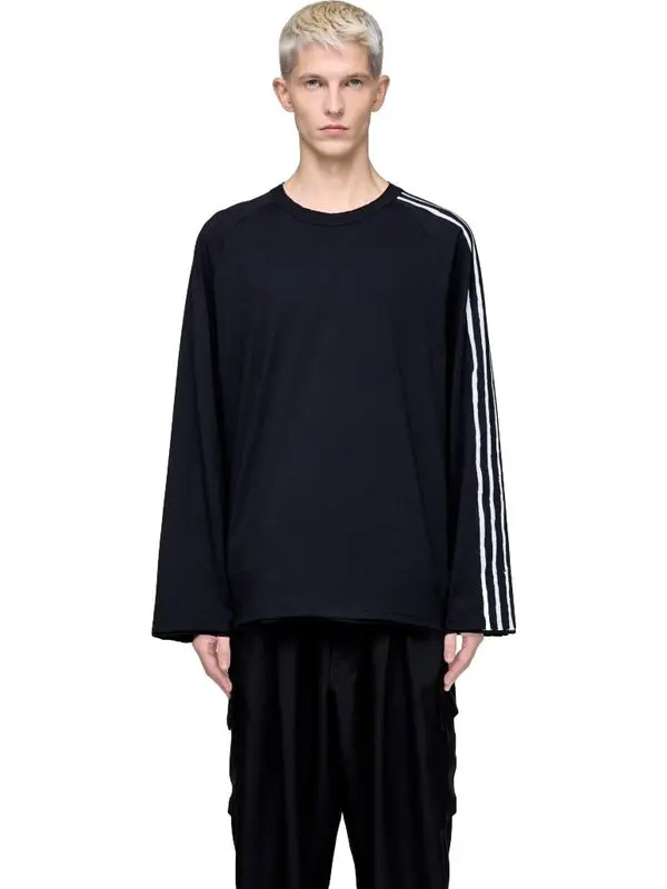 Adidas Y-3 Raw Edge 3-stripes Long Sleeve Tee - Black