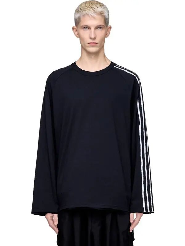 Adidas Y-3 Raw Edge 3-stripes Long Sleeve Tee - Black