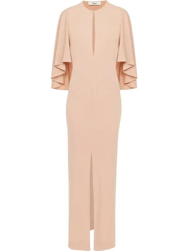 Chloé Long Cape Crêpe Jersey Dress - Delicate Pink