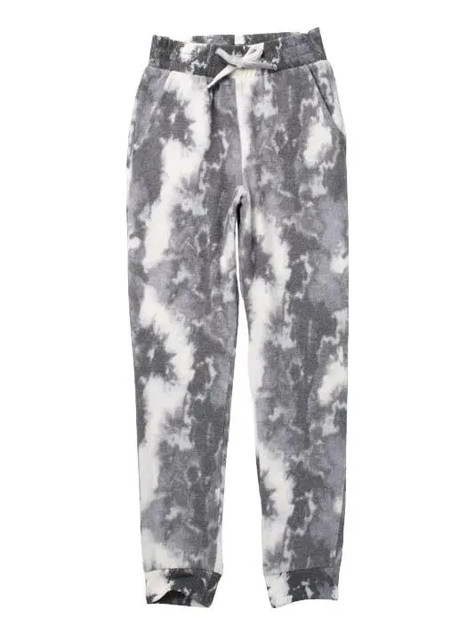 LOVE, FIRE Tie Dye Jogger - Black White Tie Dye
