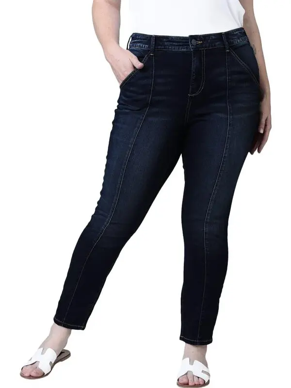 SLINK JEANS Pintuck High-waist Slim Jeans - Brandy