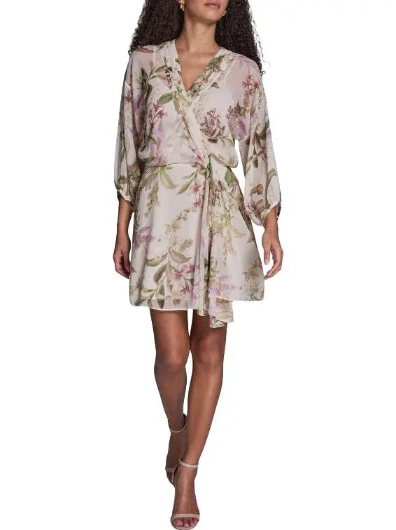 Bcbgmaxazria Floral Faux-wrap Mini Dress - Shocking Pink Multi