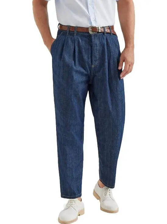 Brunello Cucinelli Double Pleated Trousers - Dark Denim