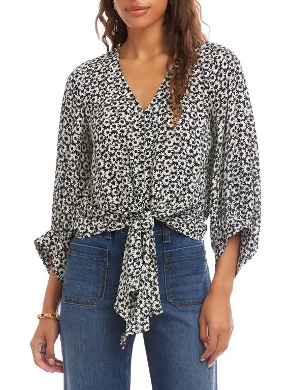 Karen Kane Floral Tie Front Top - Print