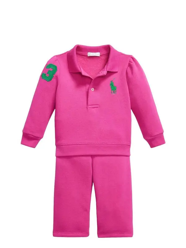 Ralph Lauren Embroidered Fleece Sweatshirt & Sweatpants Set - College Pink