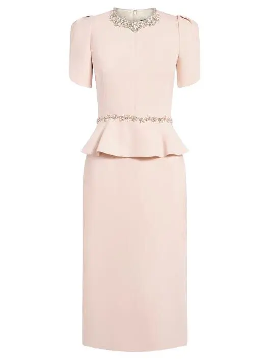Jenny Packham Jules Floral-embellished Midi Dress - Morganite