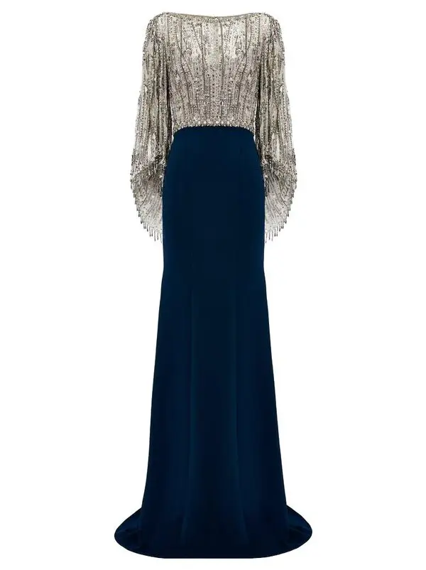 Jenny Packham Wanderlust Embellished Maxi Dress - Ammonite - Blackthorne Blue