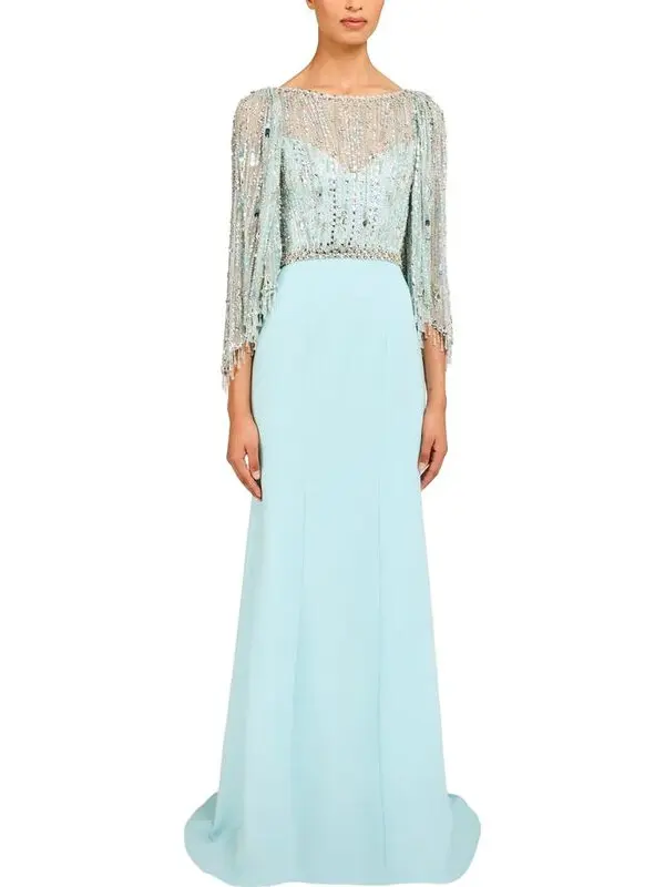 Jenny Packham Wanderlust Embellished Maxi Dress - Crystal Aqua