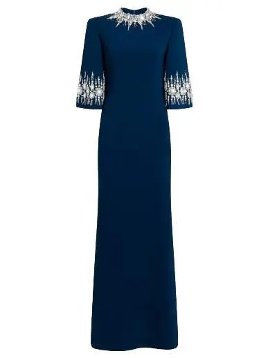 Jenny Packham Ilana Embellished Maxi Dress - Blackthorne Blue