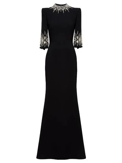Jenny Packham Ilana Embellished Maxi Dress - Liquorice