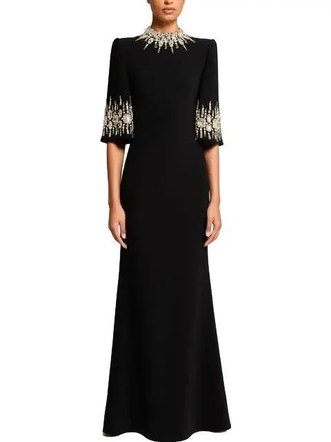 Jenny Packham Ilana Embellished Maxi Dress - Liquorice