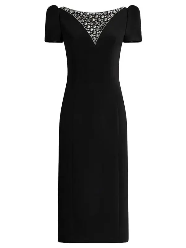 Jenny Packham Vienna Embellished Puff-sleeve Midi Dress - Liquorice