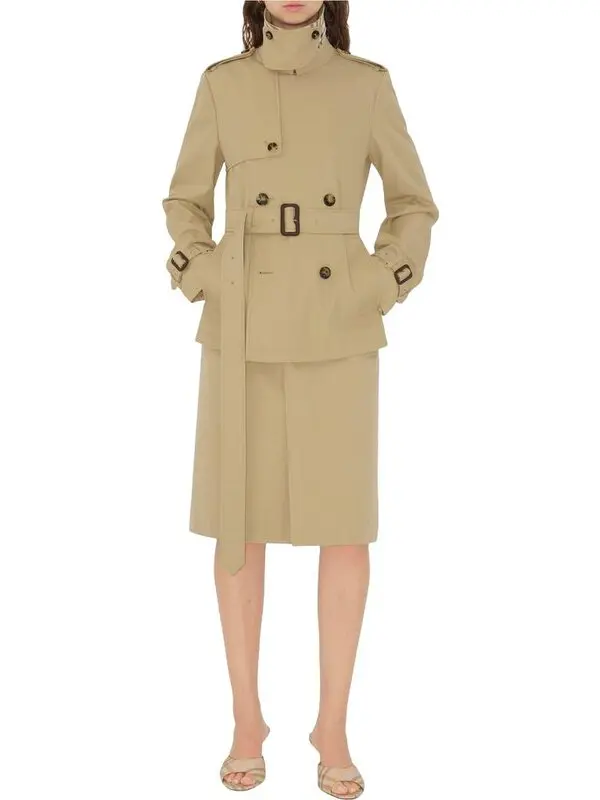 Burberry Cotton Blend Trench Jacket - Beige