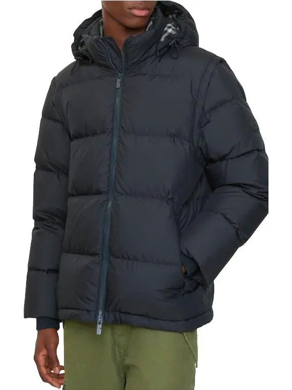 Burberry Detachable Sleeve Puffer Jacket - Navy
