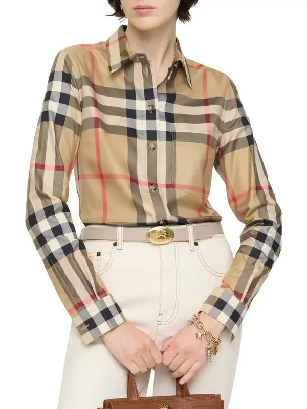 Burberry Slim Fit Check Cotton Shirt - Archive Beige