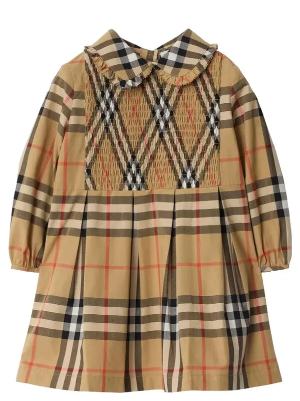 Burberry Check Cotton Poplin Dress - Sand Beige