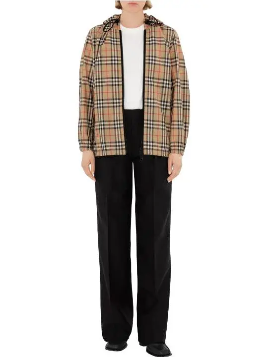 Burberry Check Print Relaxed Fit Jacket - Archive Beige