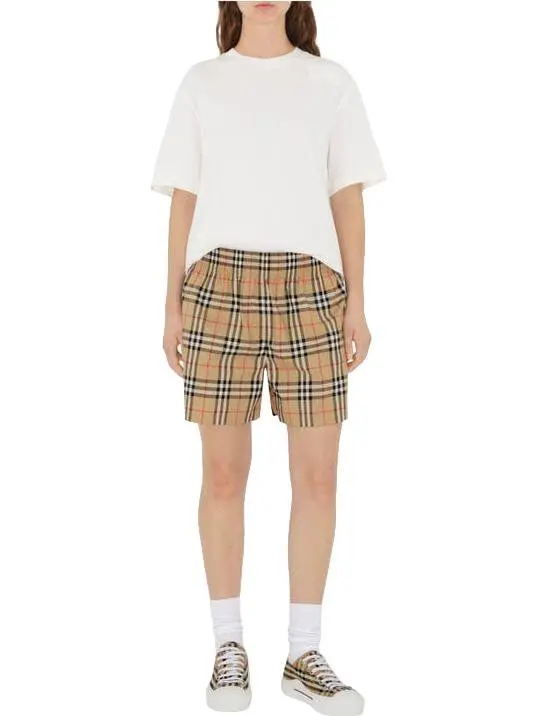 Burberry Check Cotton Twill Shorts - Archive Beige