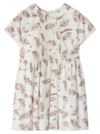 Burberry Umbrella Print Cotton Dress - Calico White