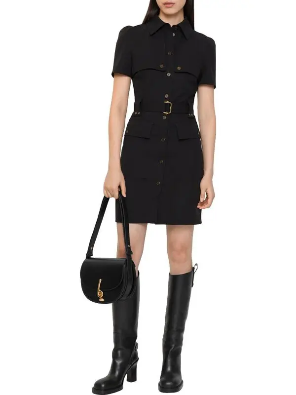 Burberry Wool Twill Trench Dress - Black