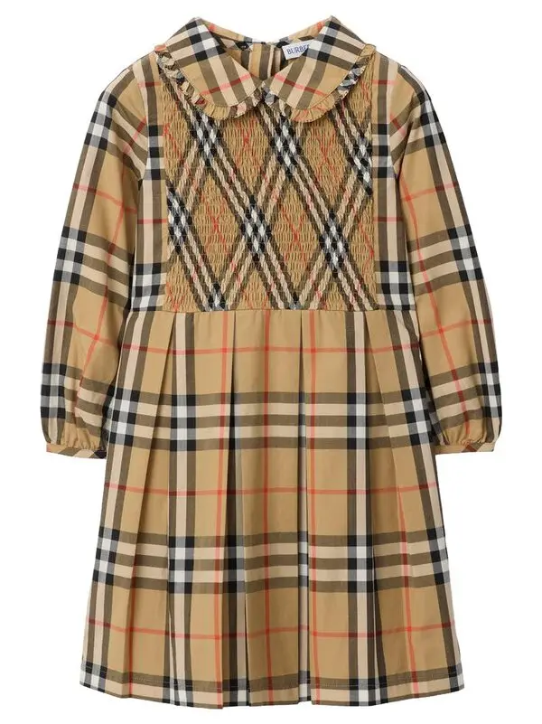 Burberry Check Cotton Poplin Dress - Sand Beige