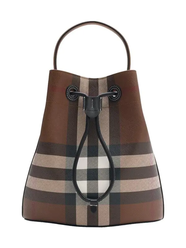 Burberry Small Check Bucket Bag - Dark Birch Brown