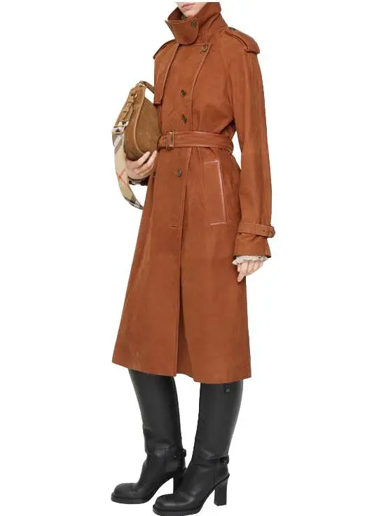 Burberry Long Nubuck Castleford Trench Coat - Ginger Brown