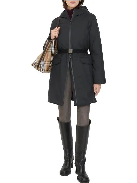 Burberry Mid-length Hooded Nylon Coat - Black