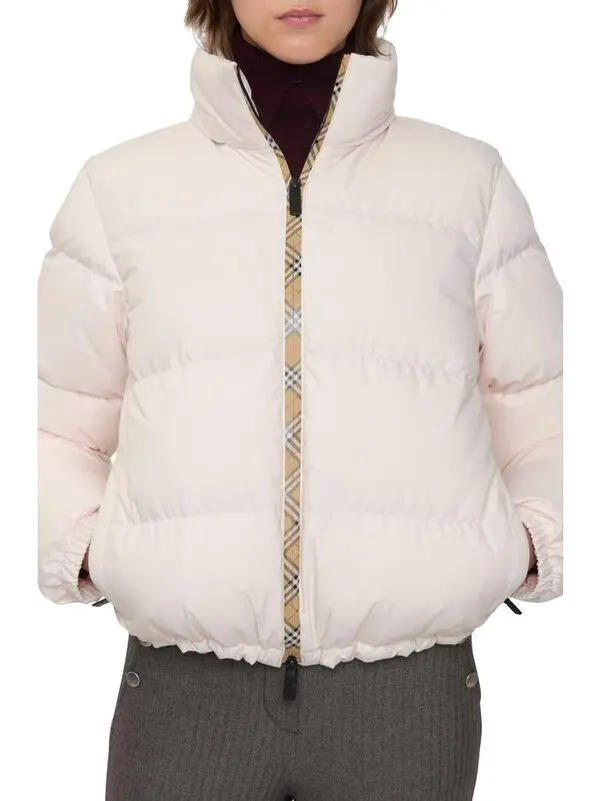Burberry Check Trim Ambleside Puffer Jacket - Flora Pink