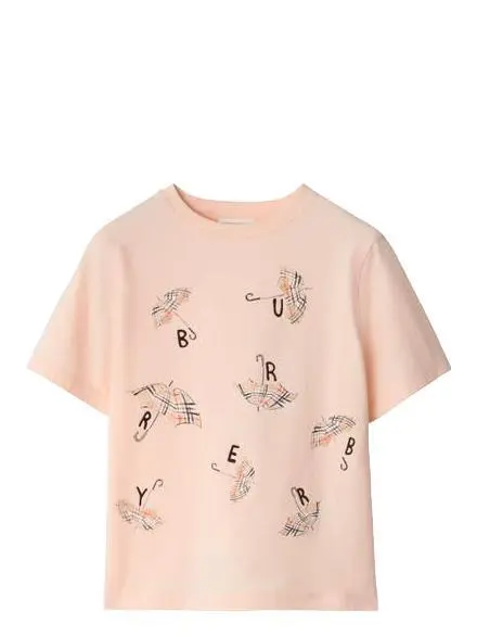 Burberry Logo Graphic Cotton T-shirt - Shell Pink