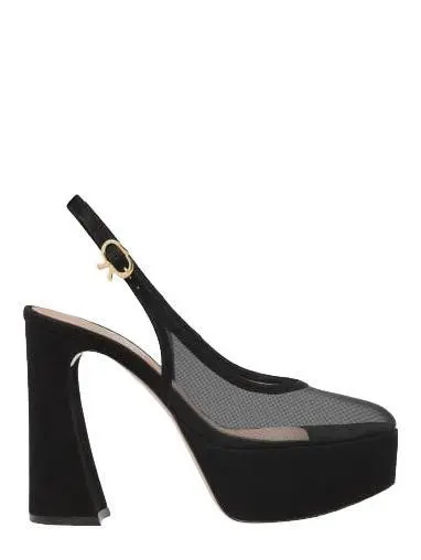 GIANVITO ROSSI Chopine Slingback - Black Suede And Plexi