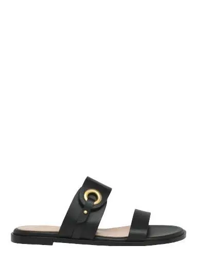 GIANVITO ROSSI Granada 05 Flat Mules - Black Calf Leather