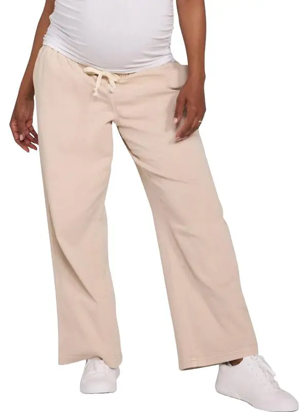Motherhood Maternity Under The Belly Tie Waist Wide Leg Pant - Sand Wash