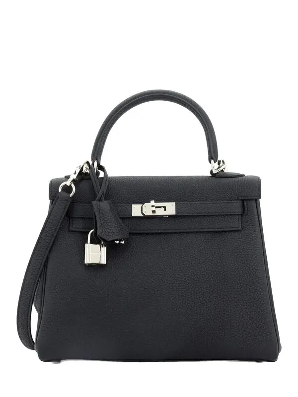 HERMES Kelly Handbag Black Togo With Palladium Hardware 25 - Noir