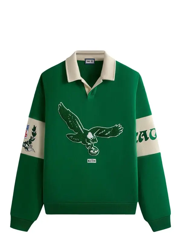 Kith 47 For The Nfl: Eagles Nelson Collared Pullover - Green