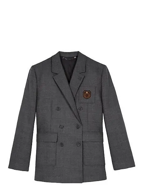The Kooples Crest Double-breasted Wool Blazer - Black