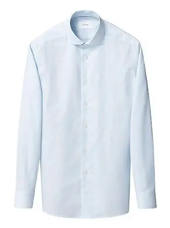 Eton Solid Slim-fit Cotton-twill Shirt - Light Blue